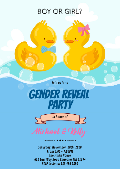 Duck gender reveal invitation Template | PosterMyWall