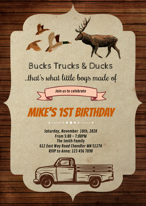 Duck truck buck invitation Template | PosterMyWall