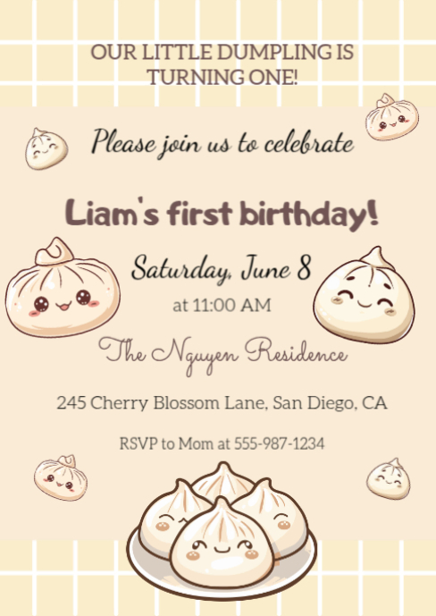 Copy of Dumpling Birthday Invitation | PosterMyWall
