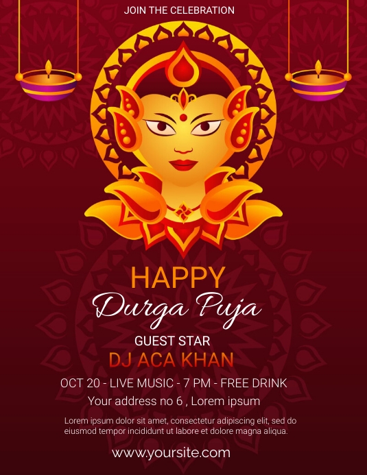 DURGA PUJA FLAYER TEMPLATE | PosterMyWall