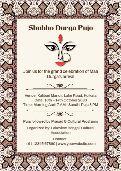 Durga Puja Invitation Wording And Sample Cards