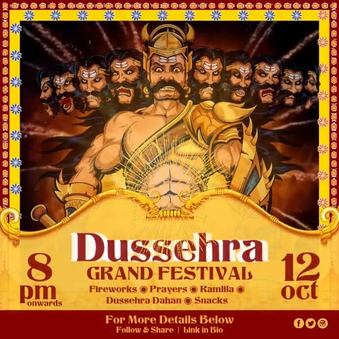 Dussehra Festival 2021 Post Template | PosterMyWall