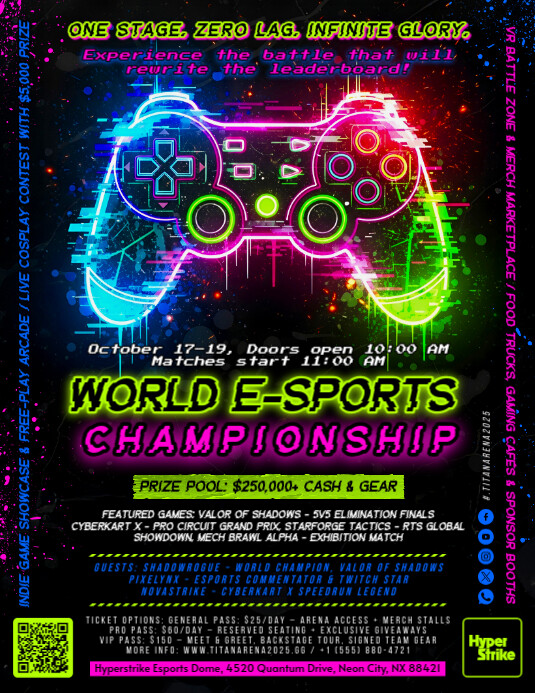 Copy of E-Sports Championship Neon Flyer | PosterMyWall