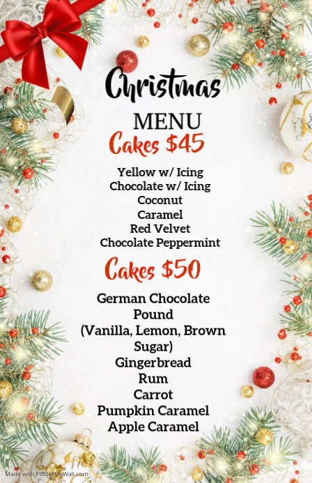 new year menu, christmas menu, menu (1) | PosterMyWall