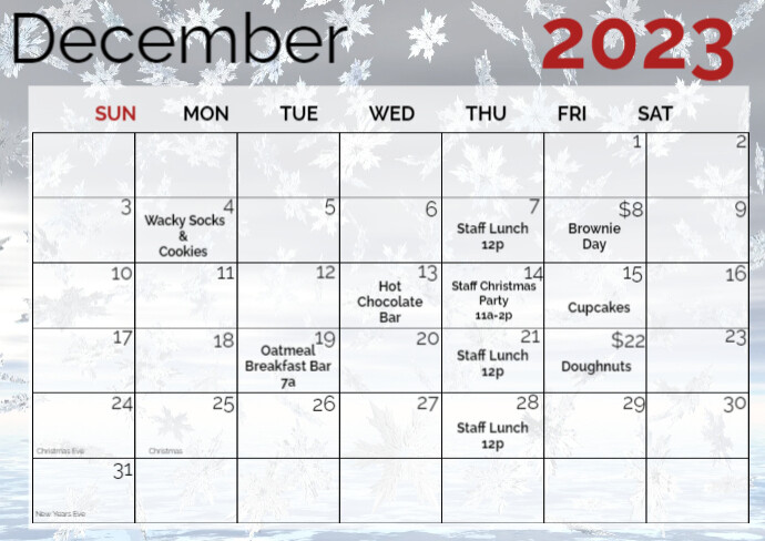 Copy of Printable calendar template 2023 december | PosterMyWall