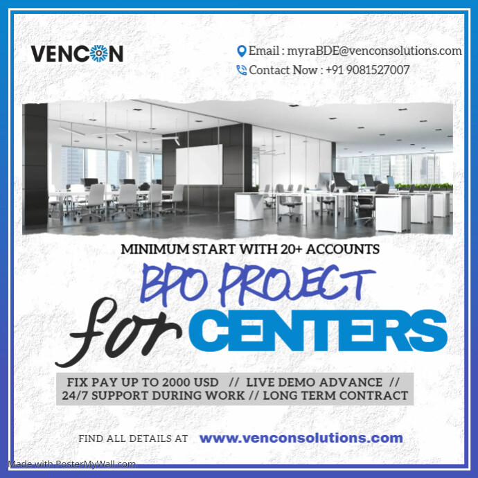 Blue Venue for Hire Ad Instagram Image | PosterMyWall