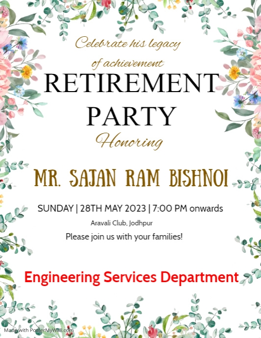 Copy of retirement flyer template | PosterMyWall