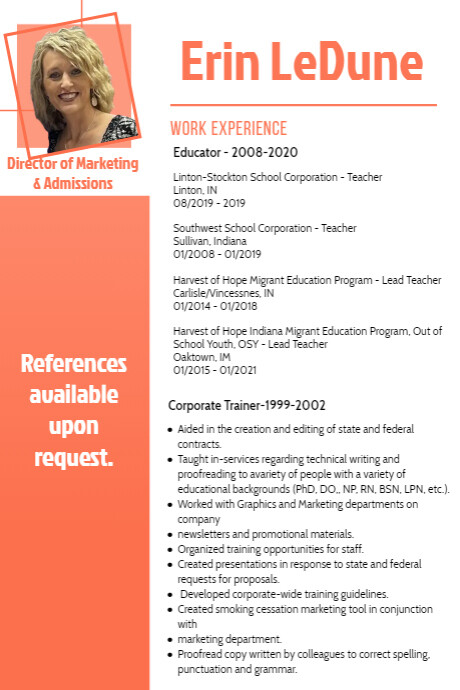 2 Erin Resume Example for Mock Interviews (1) | PosterMyWall