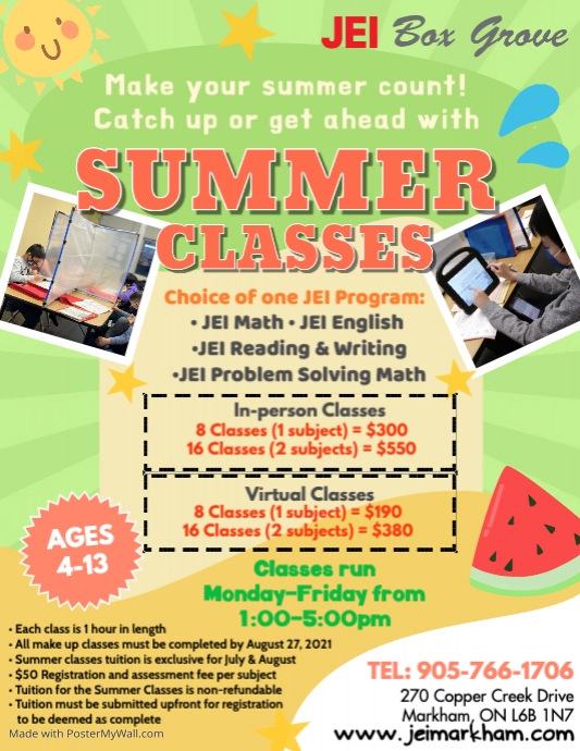 JEI Summer Classes 2021 | PosterMyWall
