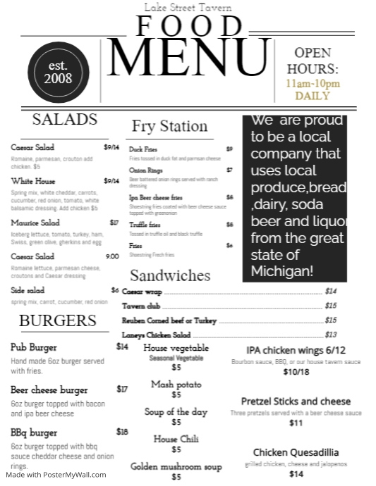 Copy of Menu | PosterMyWall