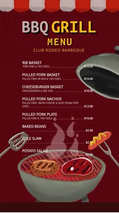 Restaurant bbq grill menu | PosterMyWall