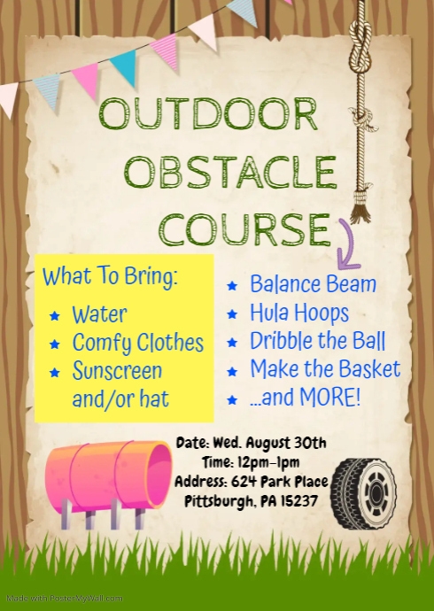 Obstacle course girl birthday invitation | PosterMyWall