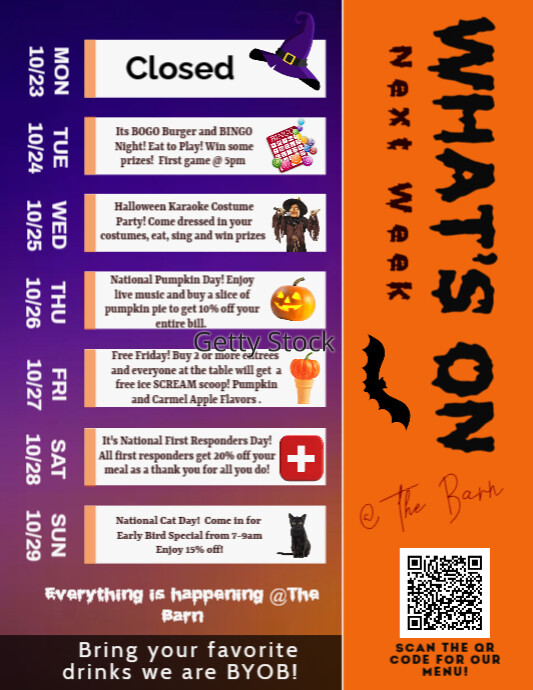 what's on this week pub calendar template des (1) | PosterMyWall