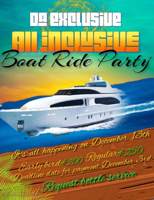 Copy of Boat Ride Charter Flyer Template | PosterMyWall