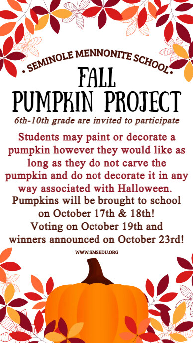 Fall Pumpkin Project OCT 2023 (story) | PosterMyWall