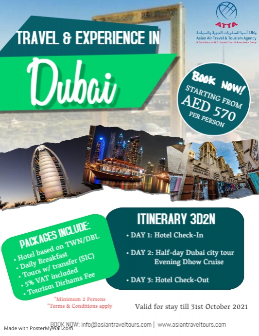 Copy of Copy of Dubai Travel Tour Flyer Template | PosterMyWall