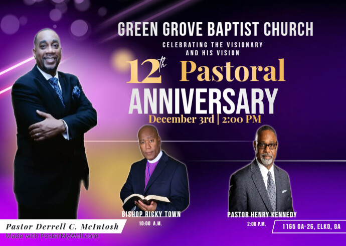 Purple Pastor Anniversary Postcard | PosterMyWall