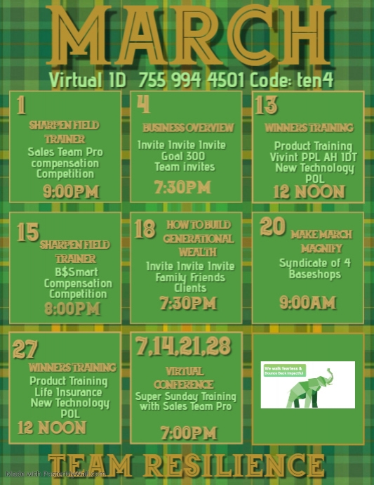 Copy of March Upcoming Events Calendar | PosterMyWall