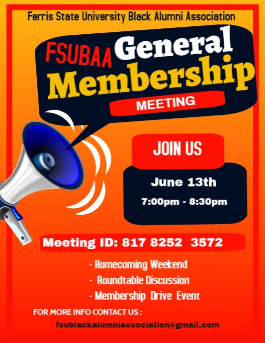 Copy of FSUBAA General Membership Meeting 8/9/22 | PosterMyWall
