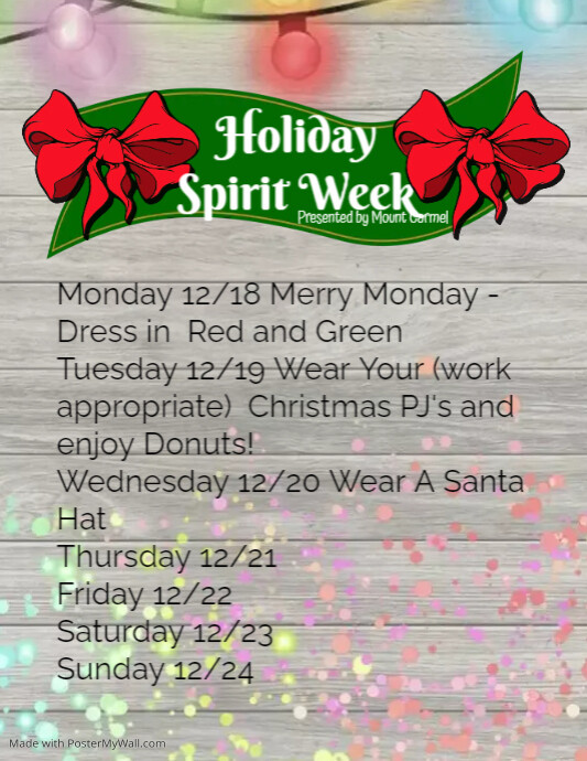 Christmas Holiday Spirit Week Flyer | PosterMyWall