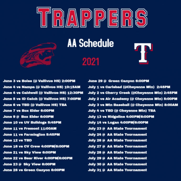 2021 "AA" Schedule | PosterMyWall