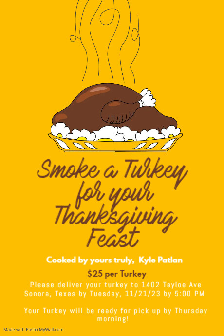 Thanksgiving Turkey Feast Flyer Design | PosterMyWall