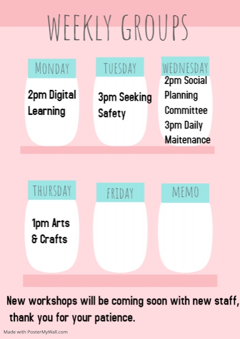 Weekly Groups | PosterMyWall