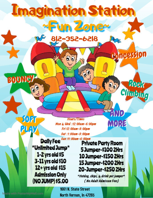 Colorful Kids Bouncy Castle Event Flyer Templ | PosterMyWall
