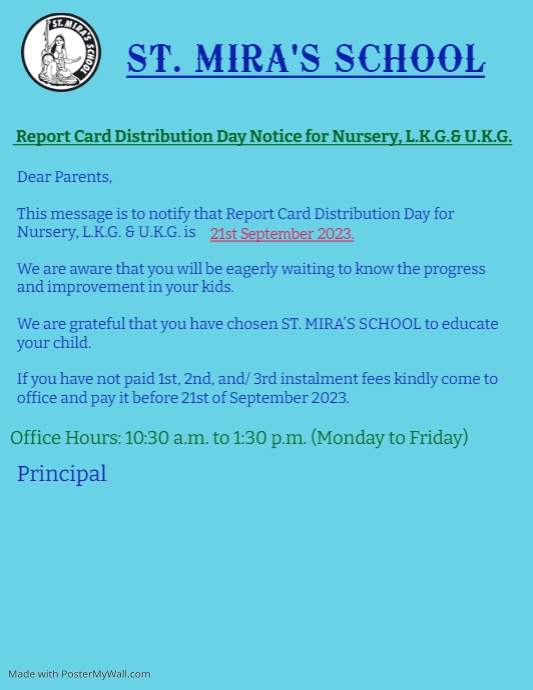 Report_Card_Distribution_Day_Nursery_LKG_UKG_English | PosterMyWall