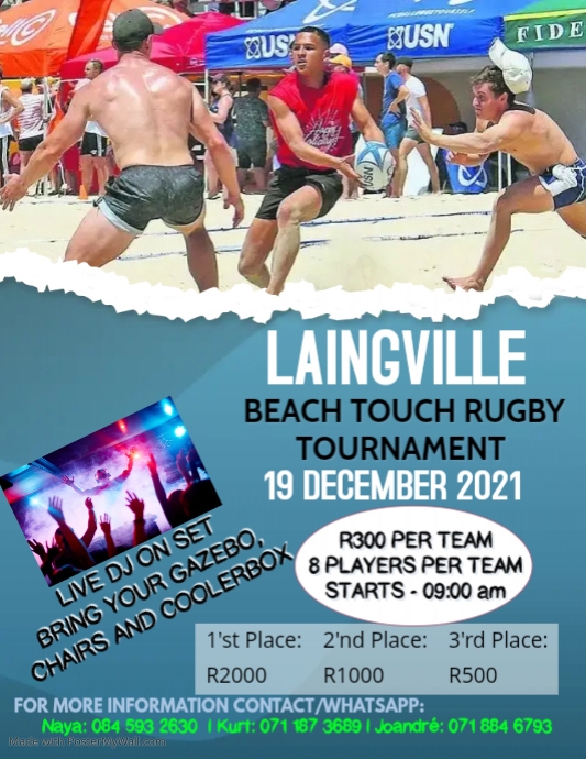 Copy of Laingville Beach Touch Rugby Tournament | PosterMyWall