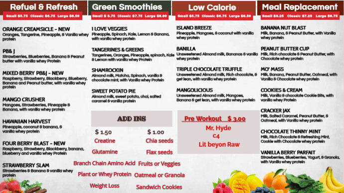Juice Bar Digital Menu Board (3) | PosterMyWall