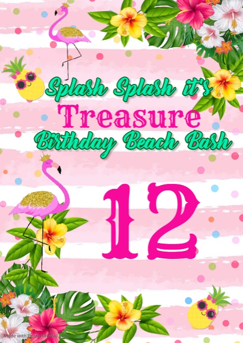 Flamingo birthday | PosterMyWall