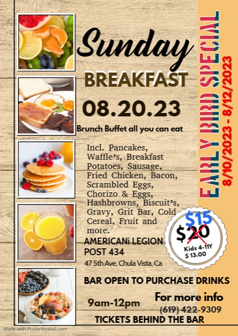 Sunday Brunch Buffet Breakfast Flyer Poster Restaurant | PosterMyWall
