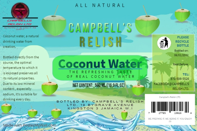 Copy of Copy of Natural Water Bottle Label | PosterMyWall