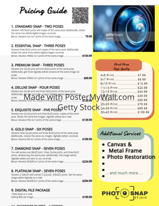 Modern Photography Pricing List | PosterMyWall