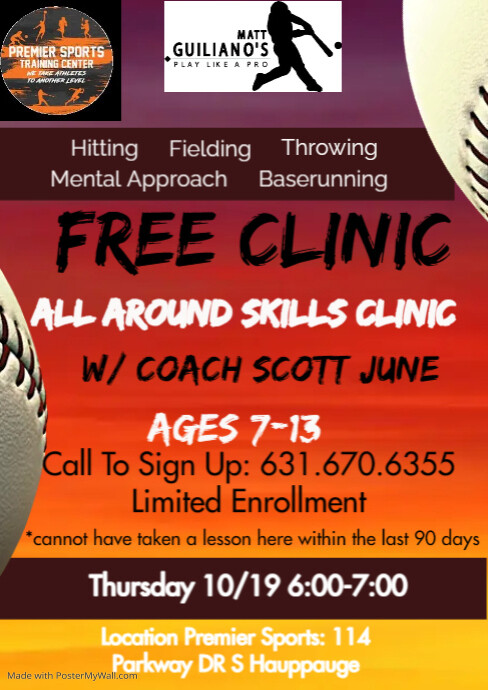 Baseball Free Clinic 2 | PosterMyWall