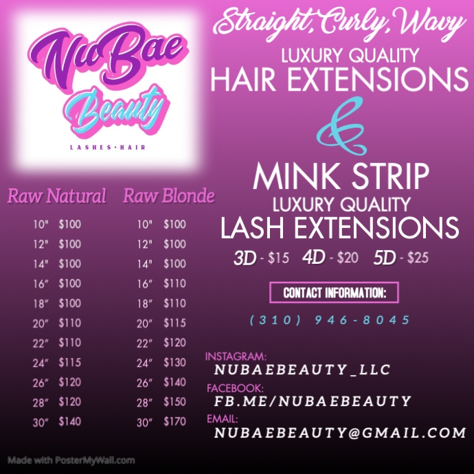 Copy of Hair Extension Pricing Social Media Ad | PosterMyWall