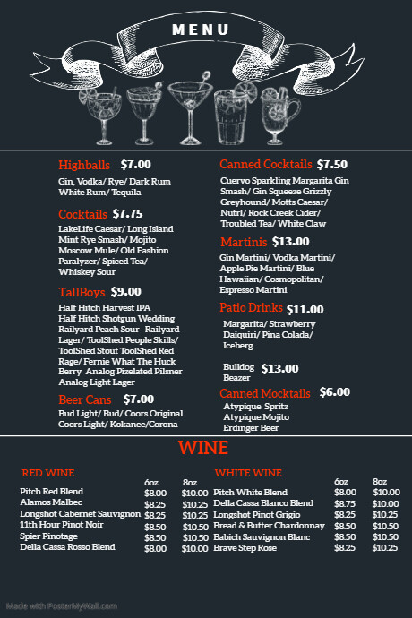 Alcohol Menu | PosterMyWall