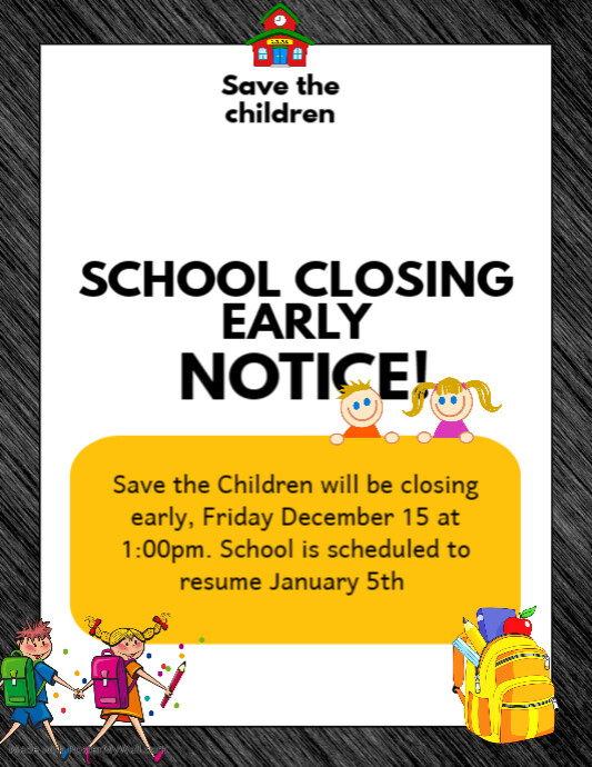 White school holiday notice flyer | PosterMyWall