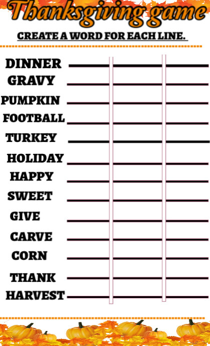 Thanksgiving game design template | PosterMyWall