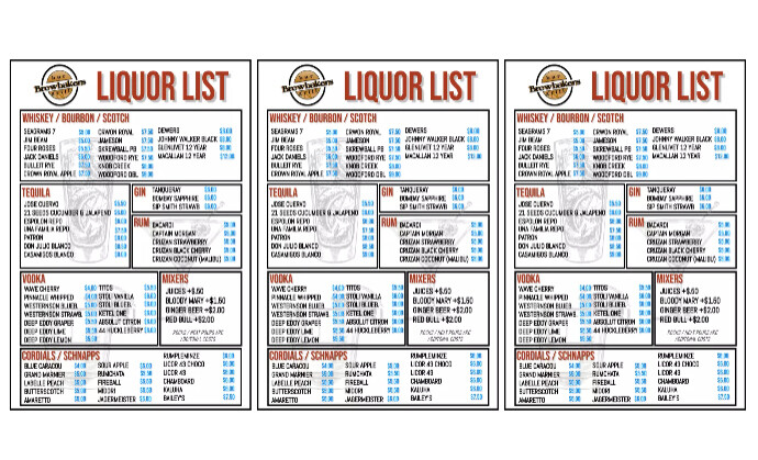 LIQUOR LIST FRONT | PosterMyWall