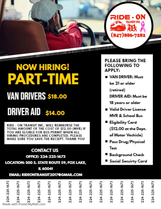 Copy of Red School College Bus Driver Hiring Flyer Te | PosterMyWall