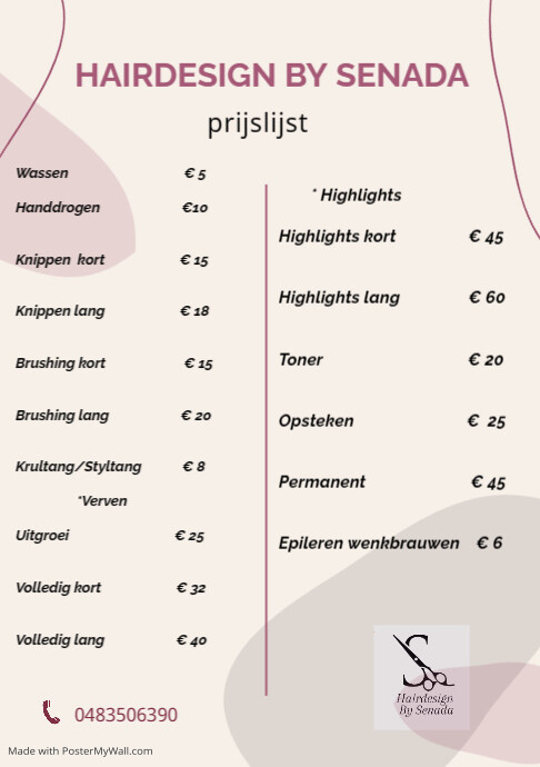 Beige and Maroon Laser Clinic Price List Temp | PosterMyWall
