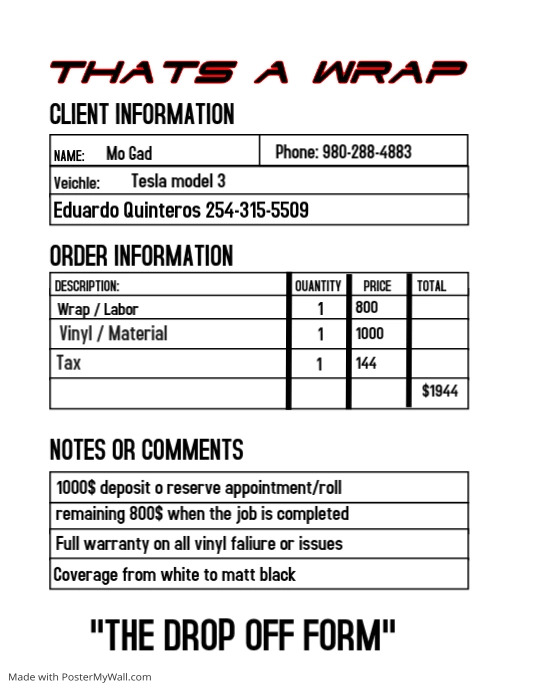 Copy of business order form template | PosterMyWall
