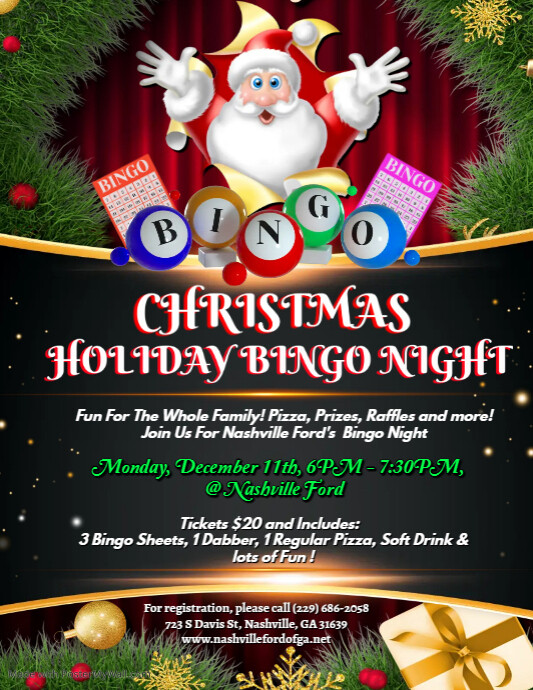 Christmas Bingo Night Party Flyer Design | PosterMyWall