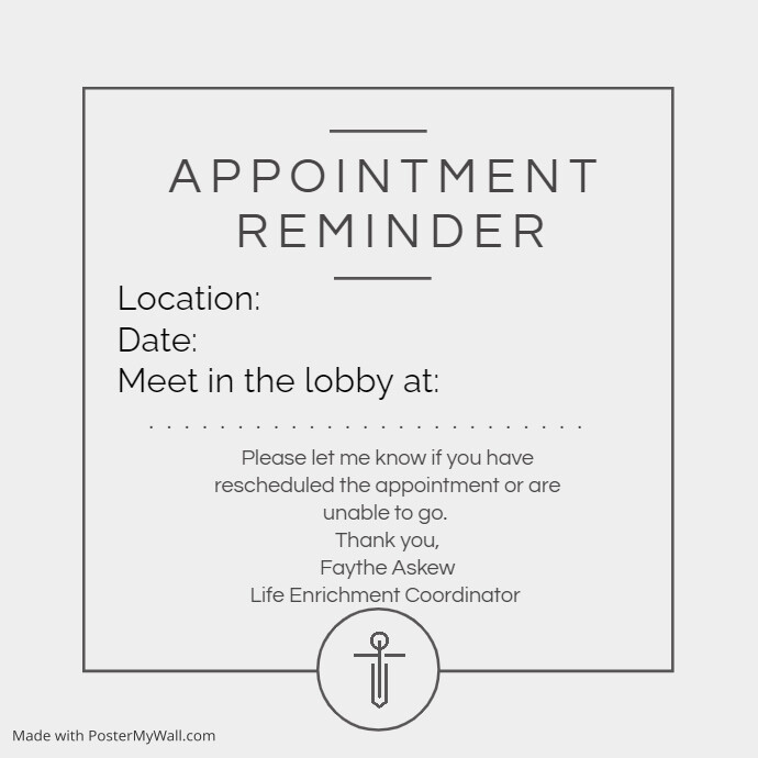 Copy of minimal black and grey appointment reminder t | PosterMyWall