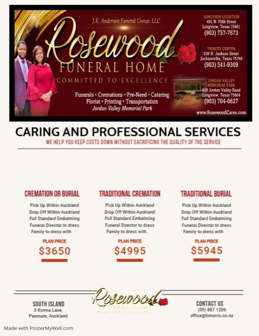 Cream floral funeral home flyer | PosterMyWall