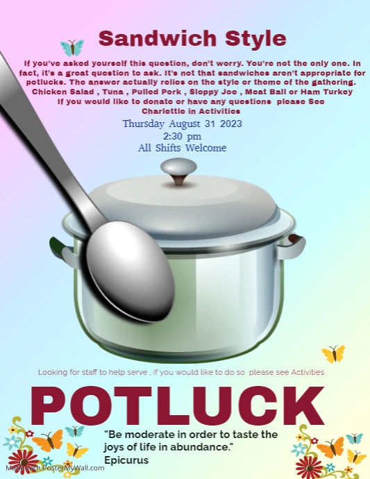 Potluck | PosterMyWall
