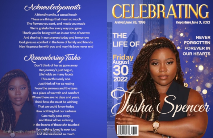 Copy of Celebrating Magazine Funeral Program(Lrg) | PosterMyWall