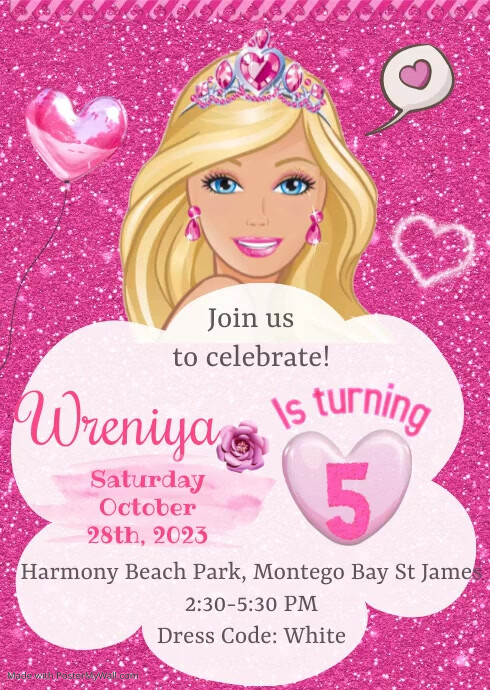 BARBIE INVITATION | PosterMyWall